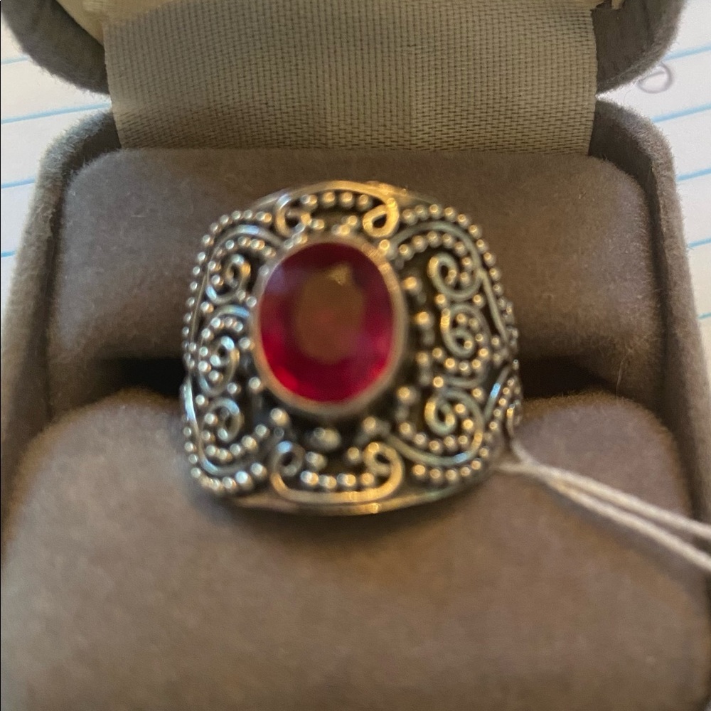 Burmese Ruby Ring On Silver - Gem